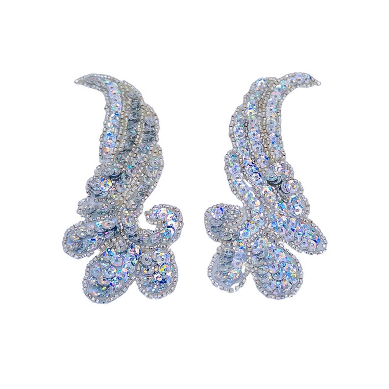 Velcro Sequin Wing Hair Appliques Pair - Gold Bead Applique, Crystal ...