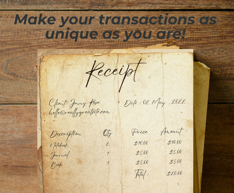 Handwritten Receipt Template | Invoice Template | Editable | Printable ...