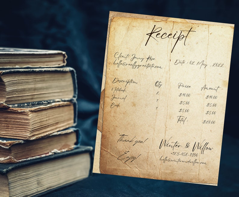 Handwritten Receipt Template Invoice Template Editable - Etsy