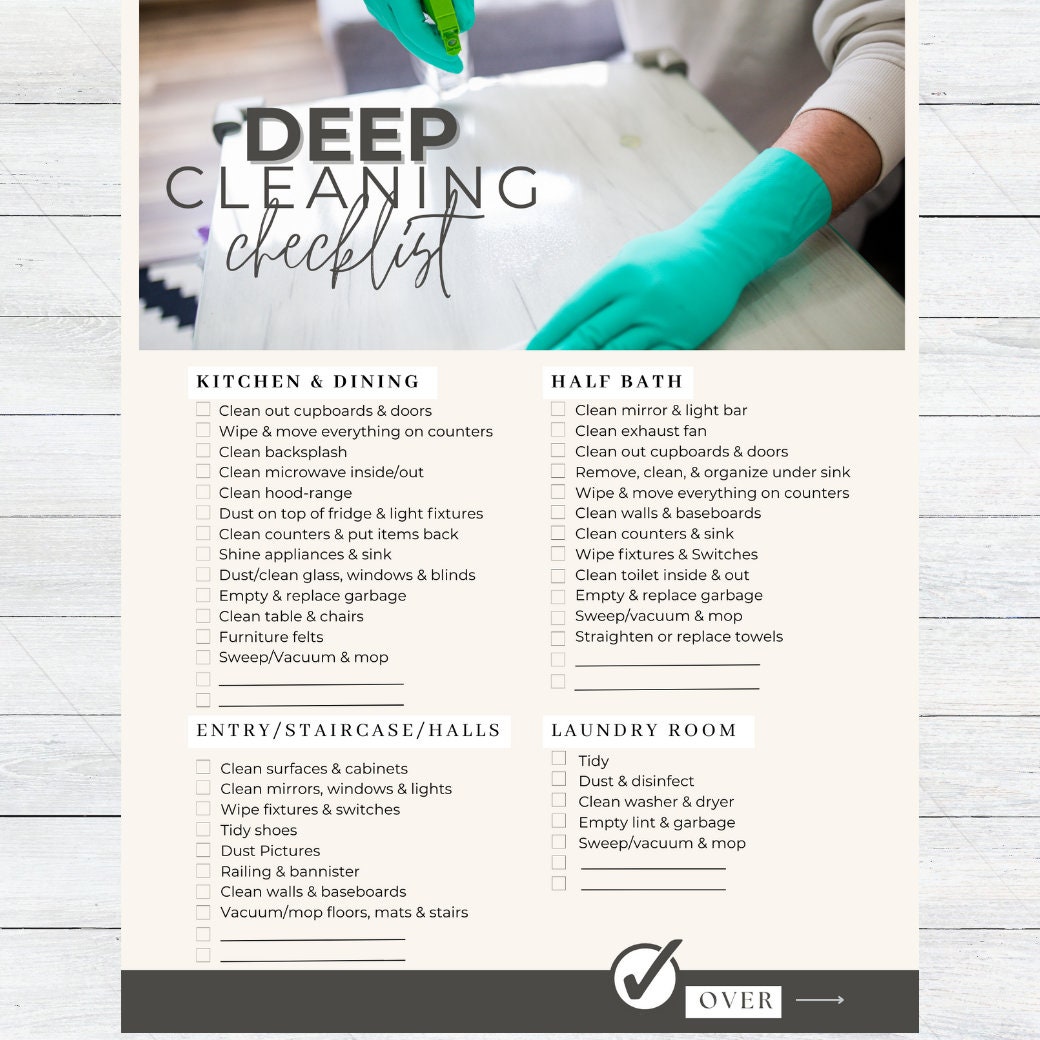 DEEP CLEANING CHECKLIST Cleaning Checklist Deep Clean - Etsy