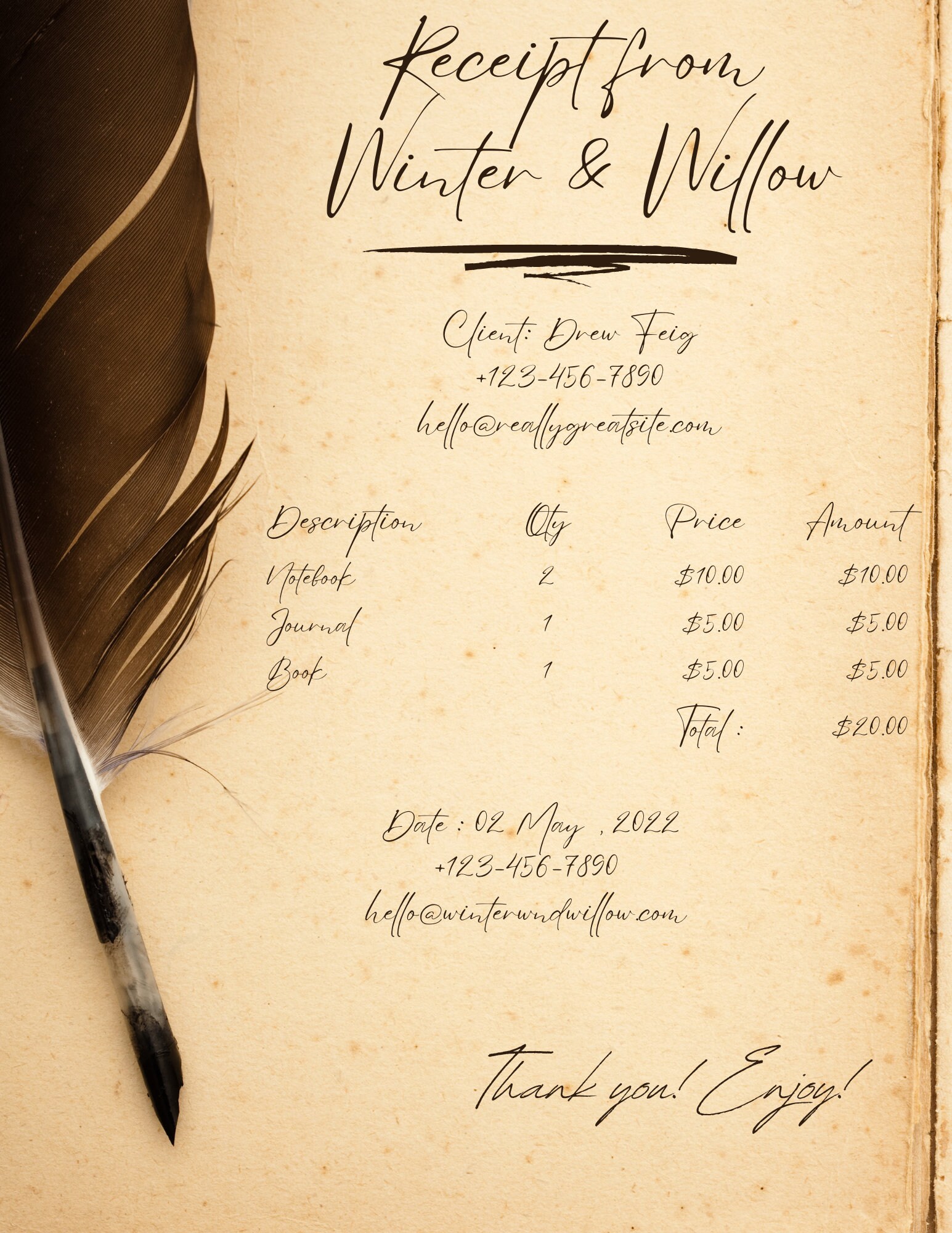 Vintage Receipt Template | Invoice Template | Editable | Printable ...