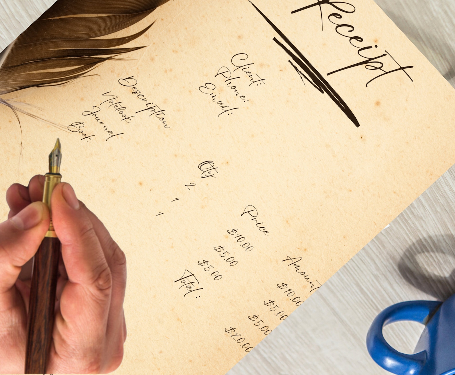 Vintage Receipt Template | Invoice Template | Editable | Printable ...