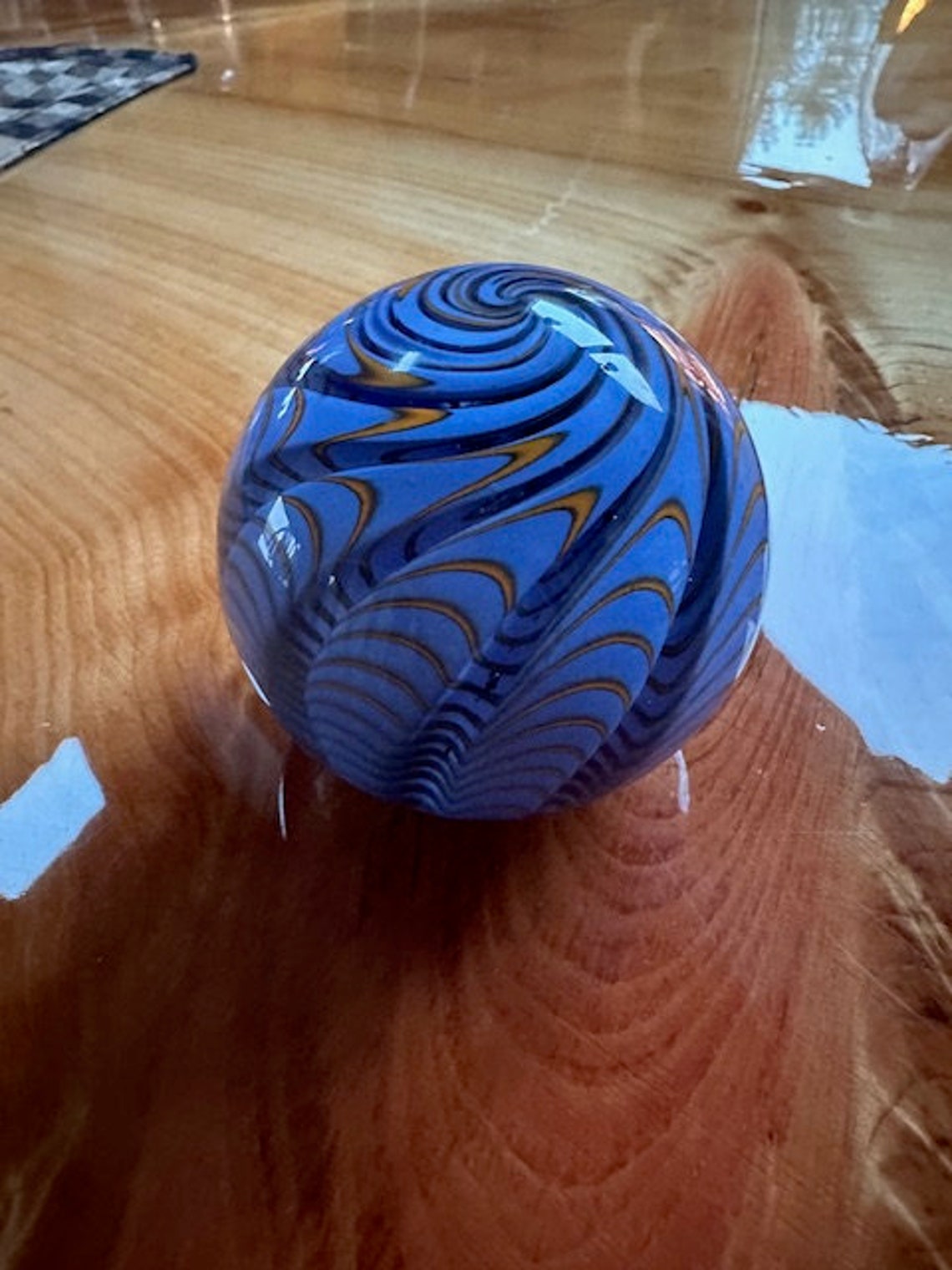 Wheaton Village Blue and Orange Swirl Paper Weight - Etsy