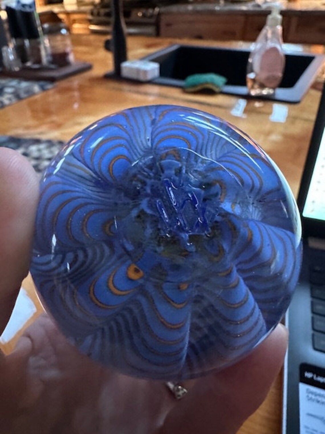 Wheaton Village Blue and Orange Swirl Paper Weight - Etsy