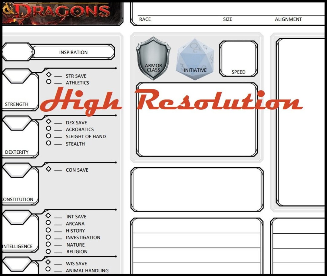 Dnd Character Sheets (PDF Format) Download - Etsy