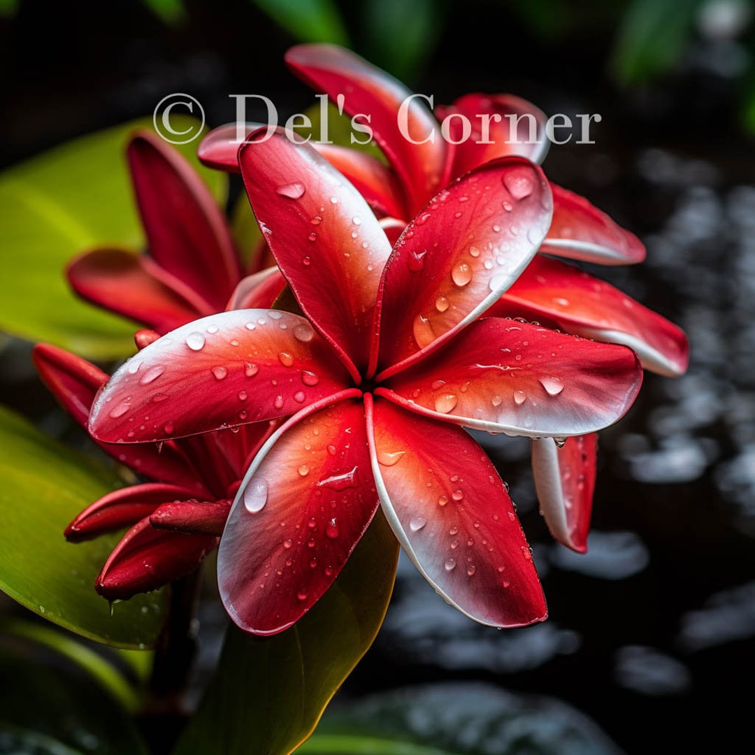 Printable Art | Red and White Pinwheel Plumeria Inspired Art - Etsy