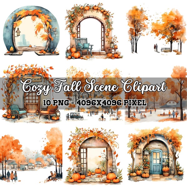 Fall Scenes Clipart - Etsy