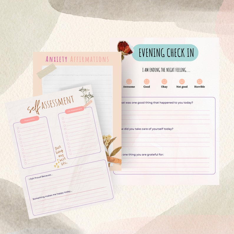Anxiety Journal, Mental Health Log, Self Care Workbook, Anxiety Tracker ...