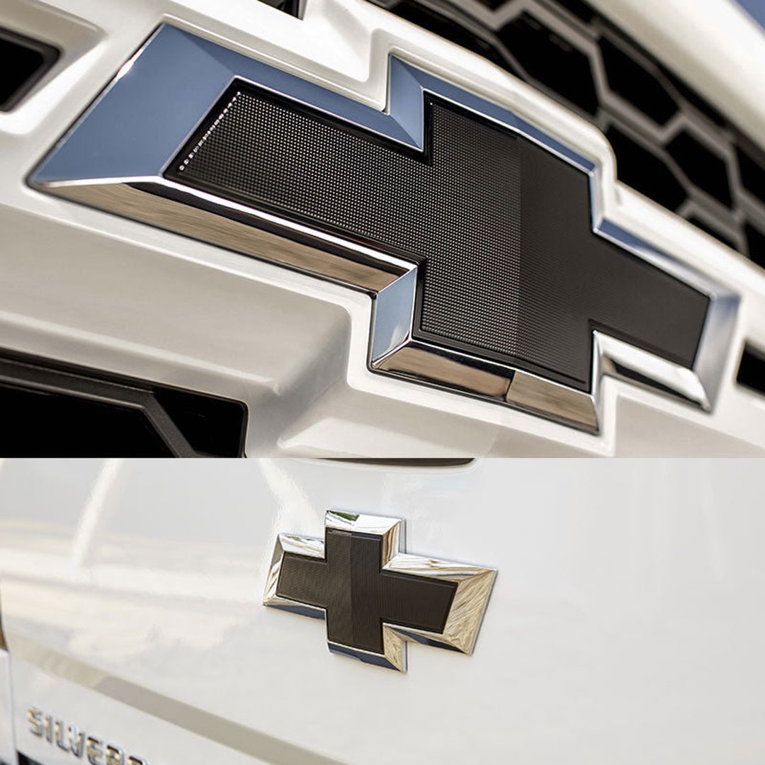 2014-2019 Chevy Silverado 1500 Black/chrome Bowtie Badges Grille ...