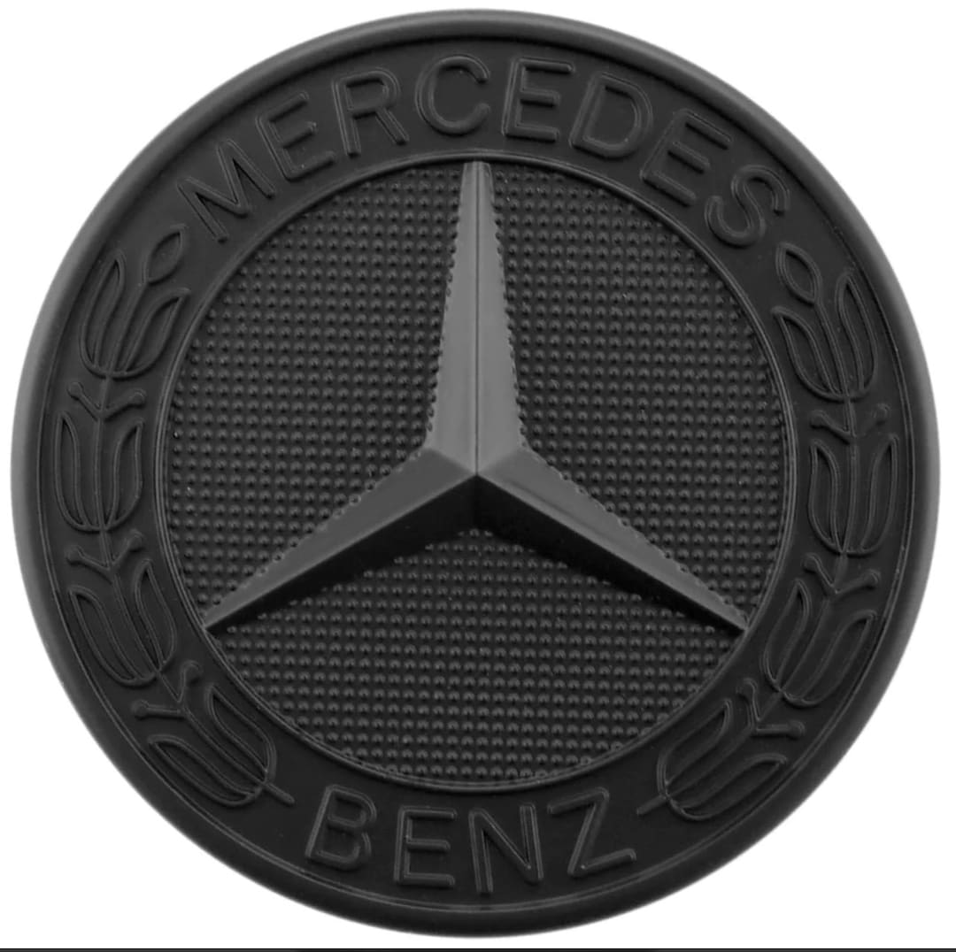 Mercedes Benz Emblems Flat Laurel Wreath Front Hood Badge Matte Black ...
