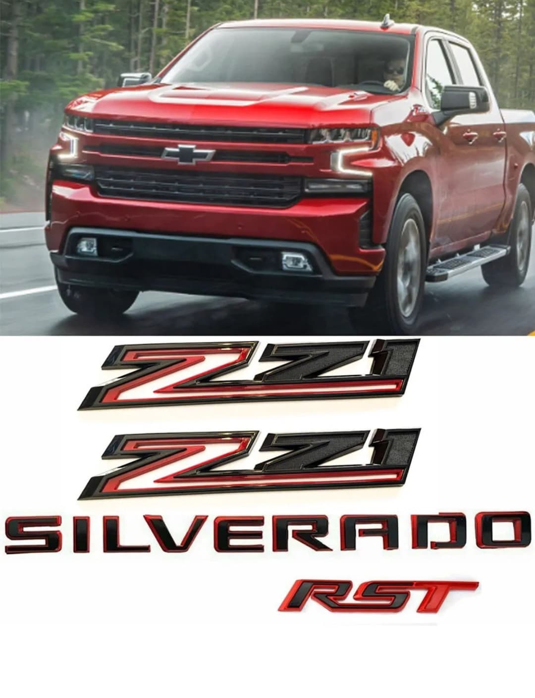 2019-2021 Chevrolet Silverado 4pc Emblem Set Z71, Silverado, RST OEM Badges red/black - Etsy