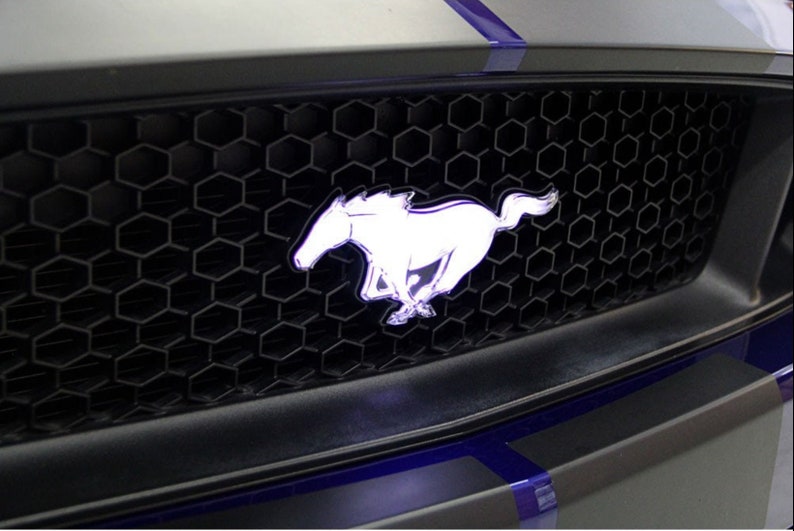 2015-2021 Mustang Pony LED Lighted Grille & Tailgate Emblem, 1 Pc gloss ...
