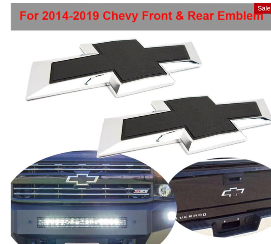 2014-2019 Chevy Silverado 1500 Black/chrome Bowtie Badges - Etsy