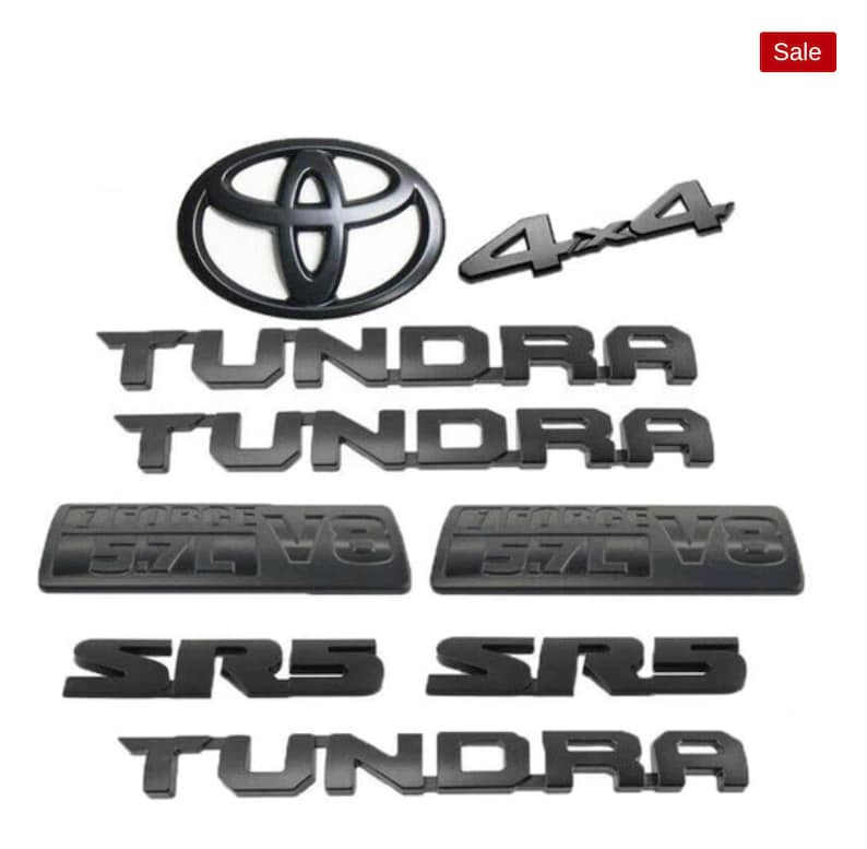 Toyota Tundra, SR5, 4X4, and I Force Emblem Kit, 9 Pieces matte Black ...
