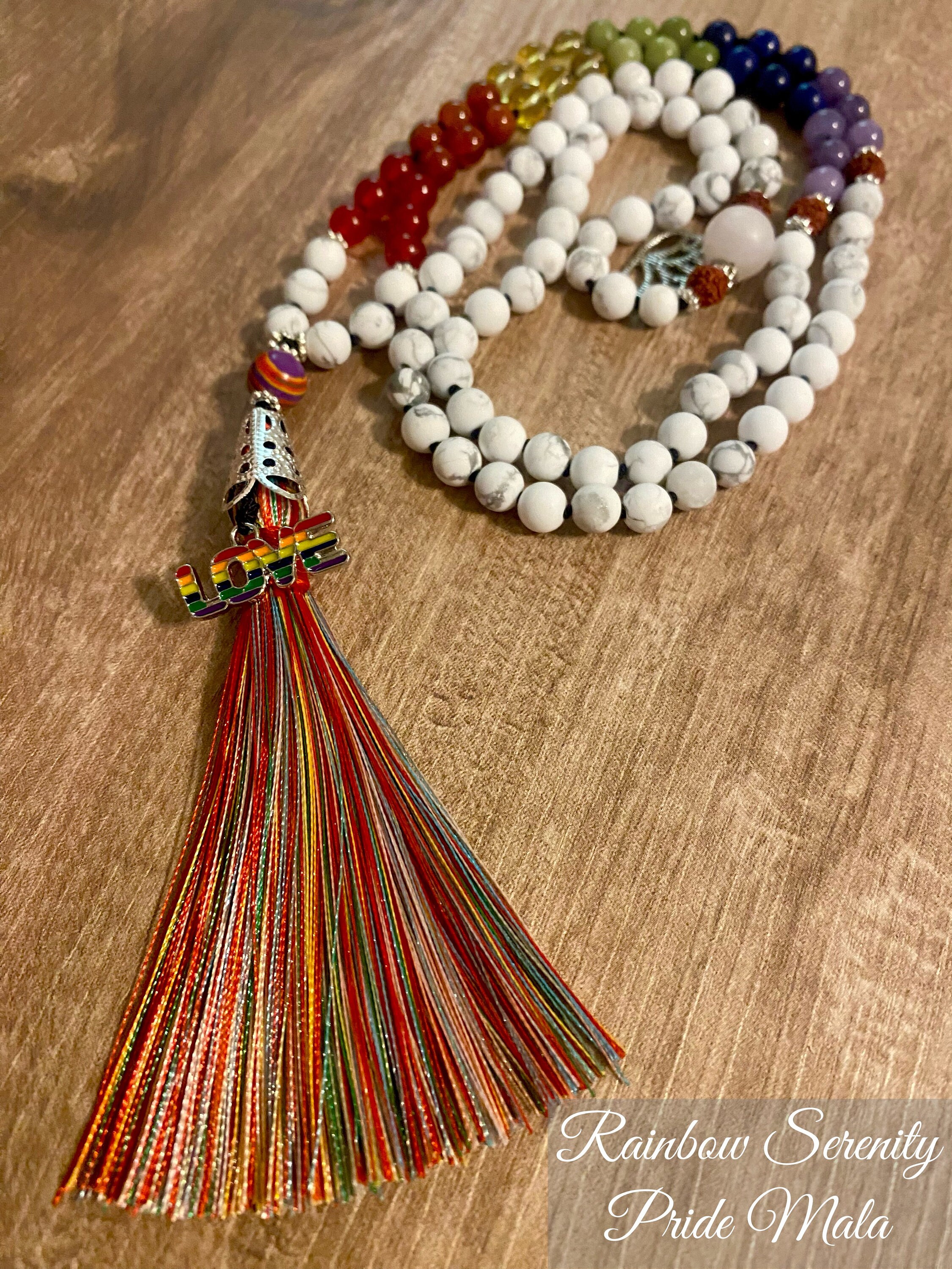 Pride Rainbow Mala Collection | Hand-knotted 108 Bead Mala Necklace ...