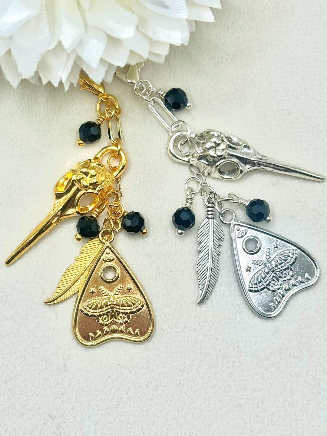 Witchy Hummingbird Skull Planner Charm | Purse Charm | Keychain ...