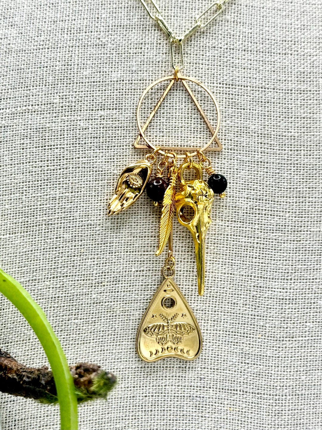 Witchy Goth Hummingbird Skull Moth Ouija Gemstone Necklace | Dragon ...