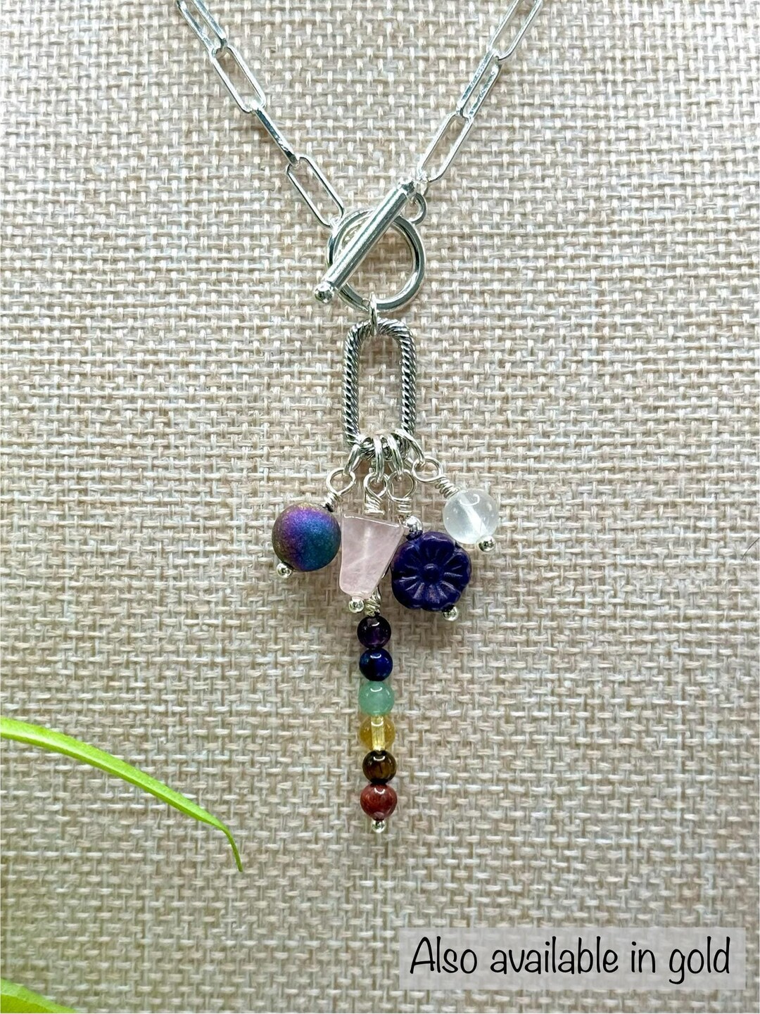 LGBTQ Pride Gemstone Charm Necklace | Gold or Silver Plated | Paperclip ...