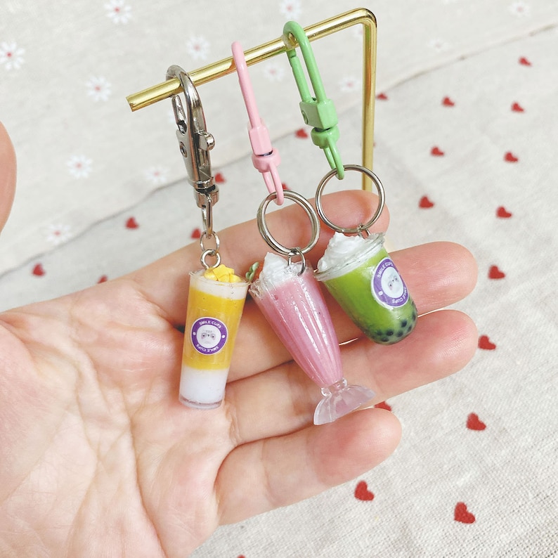Matcha Milk Tea | Boba Bubble Tea | Mini Drink Keychain - Etsy