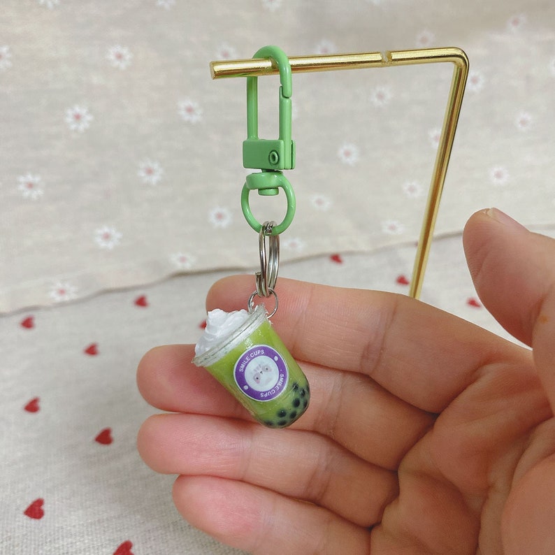 Matcha Milk Tea | Boba Bubble Tea | Mini Drink Keychain - Etsy