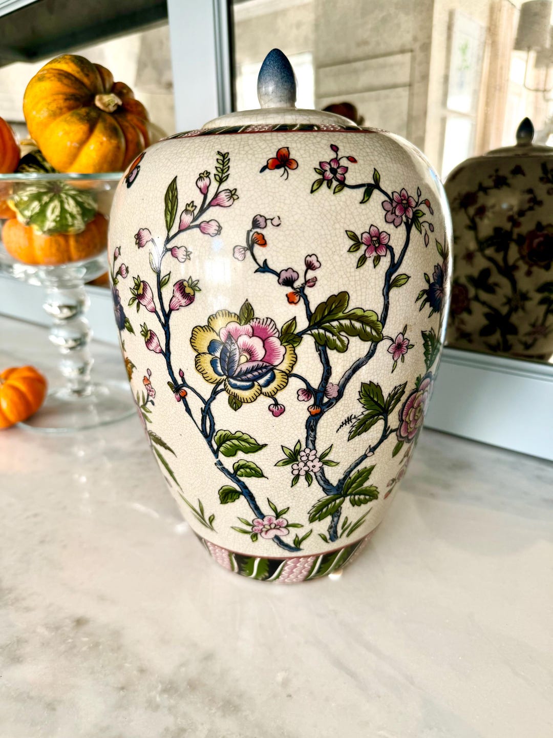Large Floral Ginger Jar - Etsy