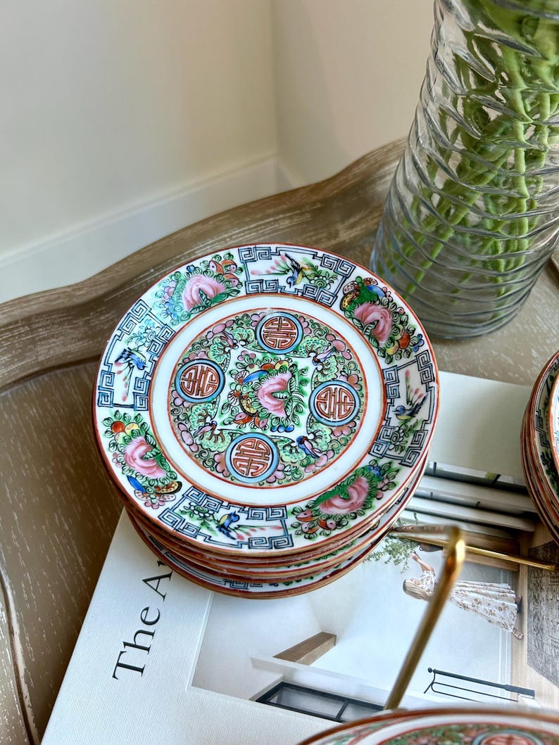 Vintage Rose Medallion Plates - Etsy