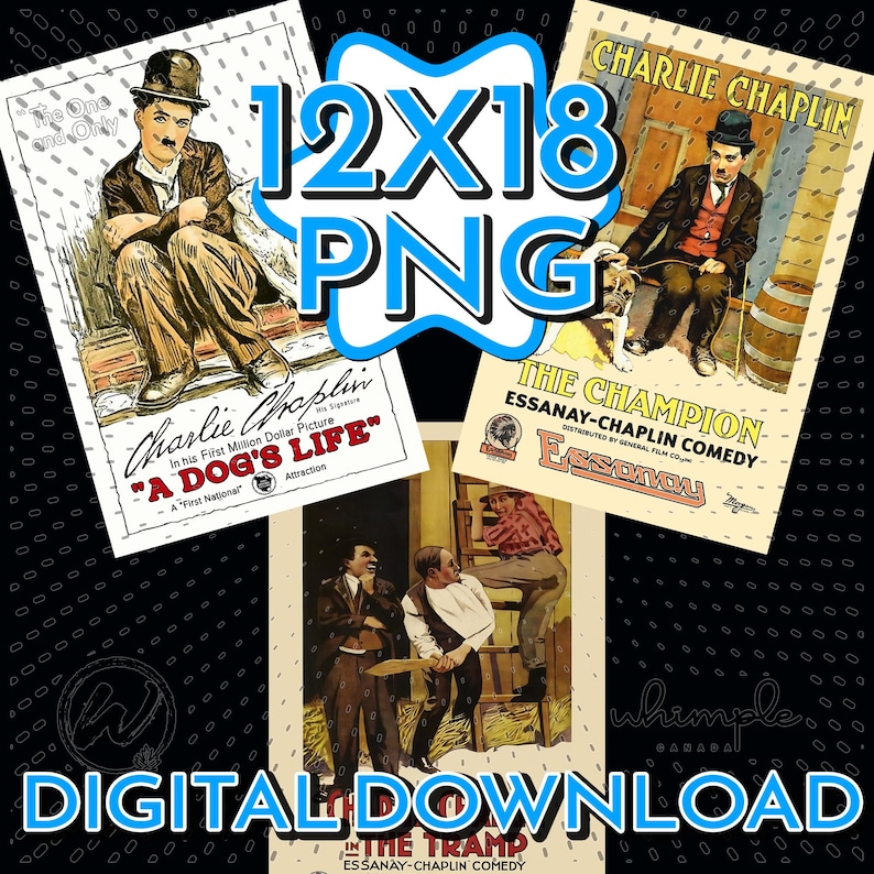 Charlie Chaplin 12X18 Poster Set, the Tramp, A Dog's Life, the Champion ...