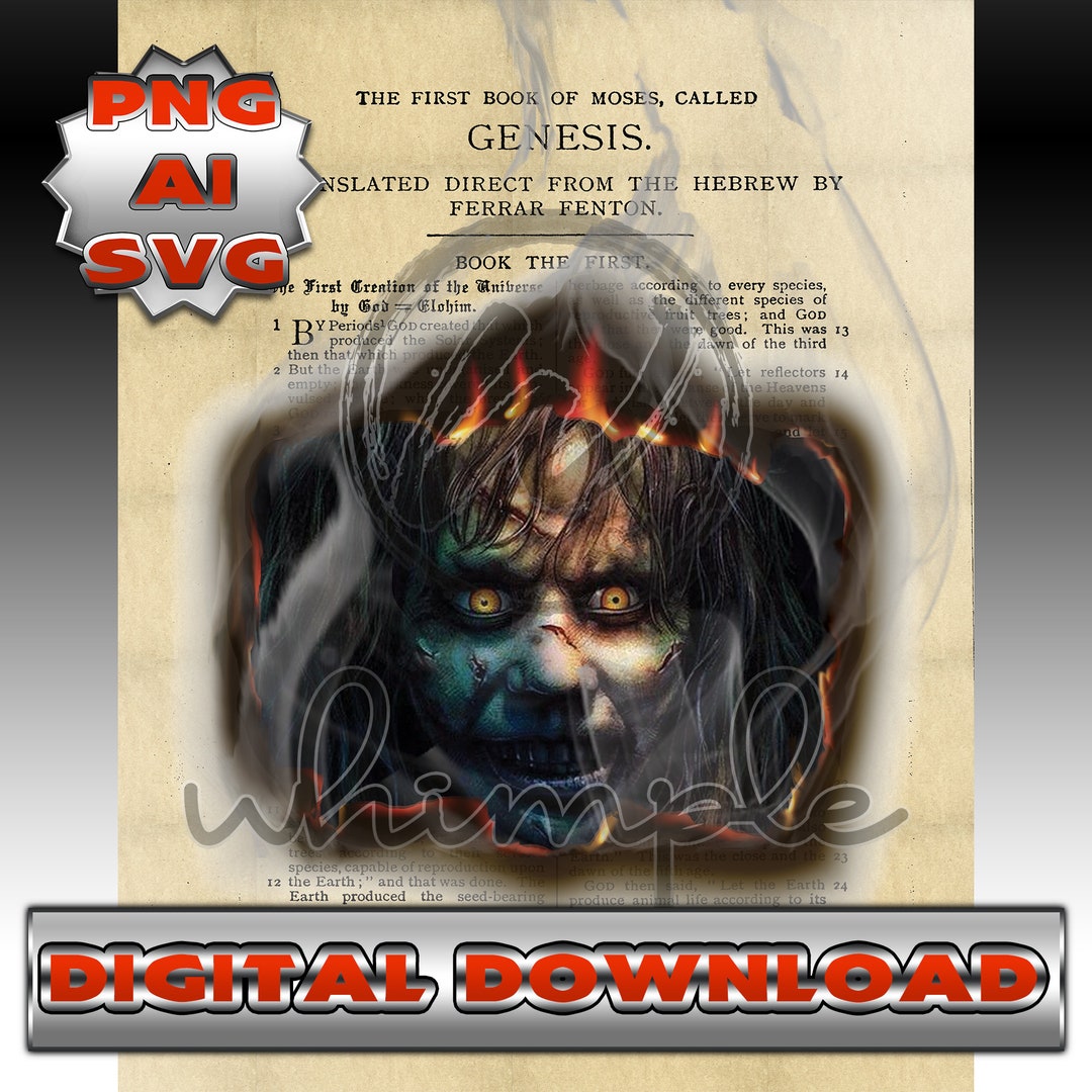 Horror Movie Poster, Burning Bible Page, Print on Demand Graphic ...