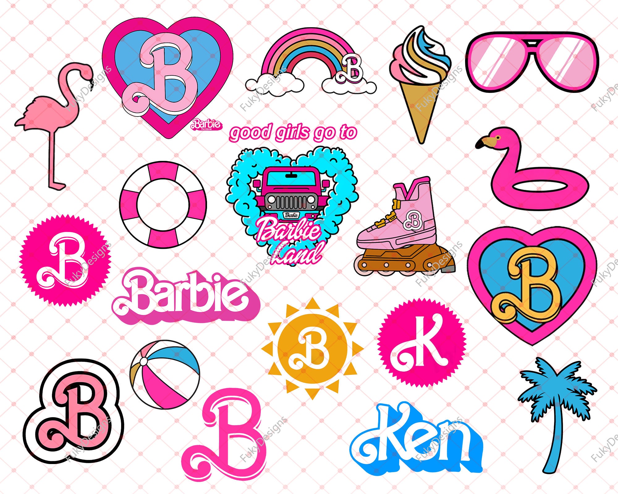 Barbie Png Bundle Barbi Icons Retro Logo Png Malibu Beach - Etsy