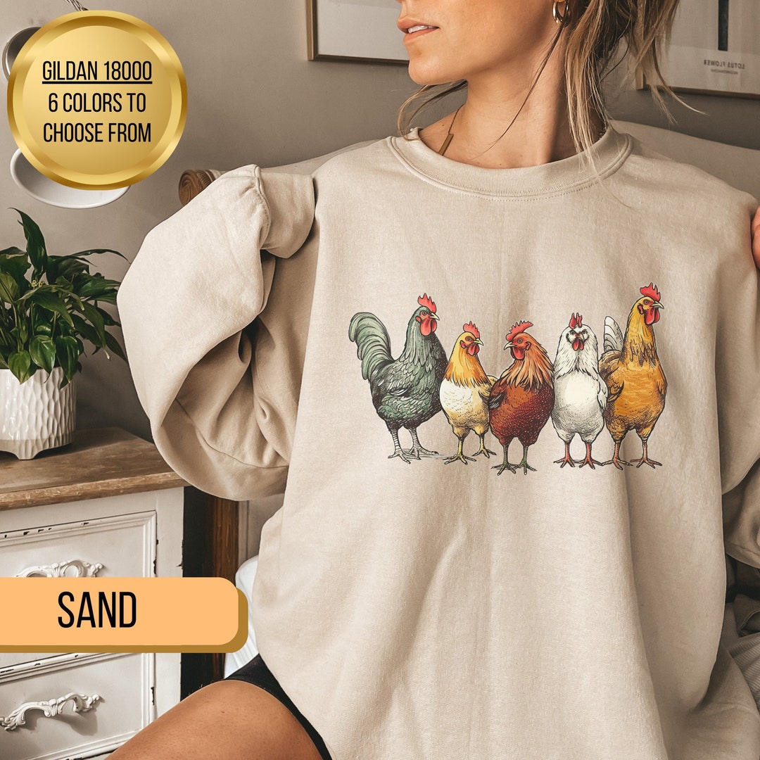 Chicken Sweatshirt, Rustic Farm Life Hooded Sweater, Chicken Hoodie for ...