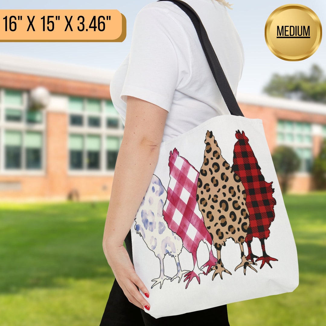 Chicken Tote Bag, Christmas Chicken Tote Bag, Leopard Print Chicken ...