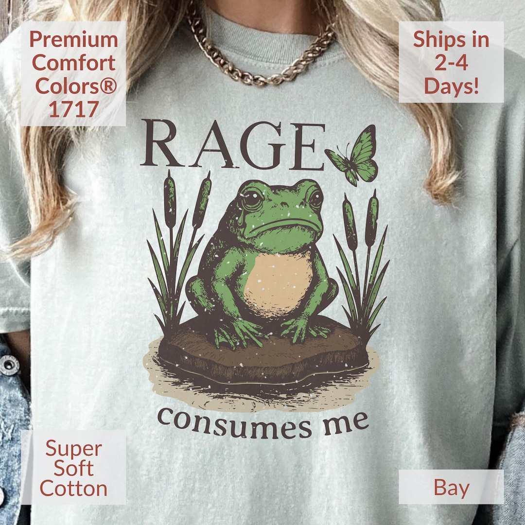 Funny Frog Rage Shirt, Sad Frog Meme Tee, Comfort Colors Animal Shirt ...