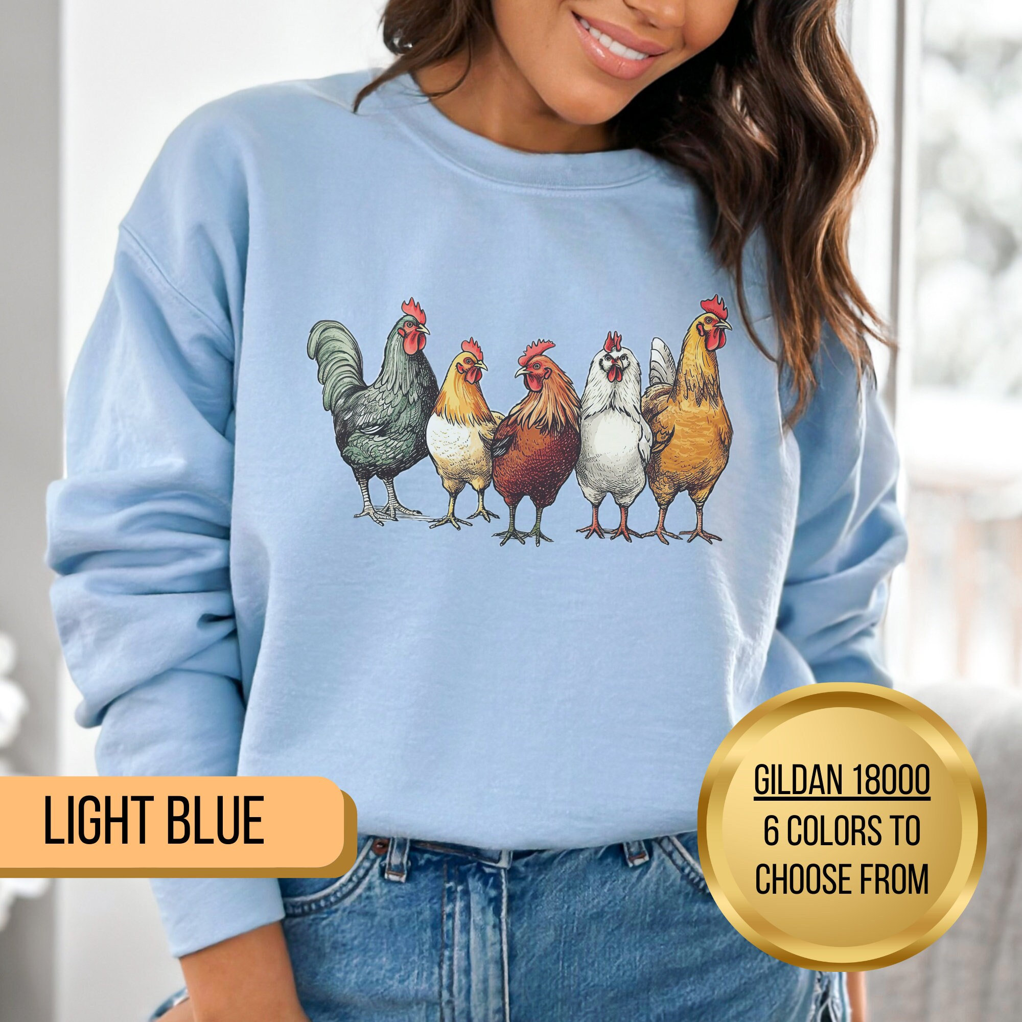 Chicken Sweatshirt, Rustic Farm Life Hooded Sweater, Chicken Hoodie for ...