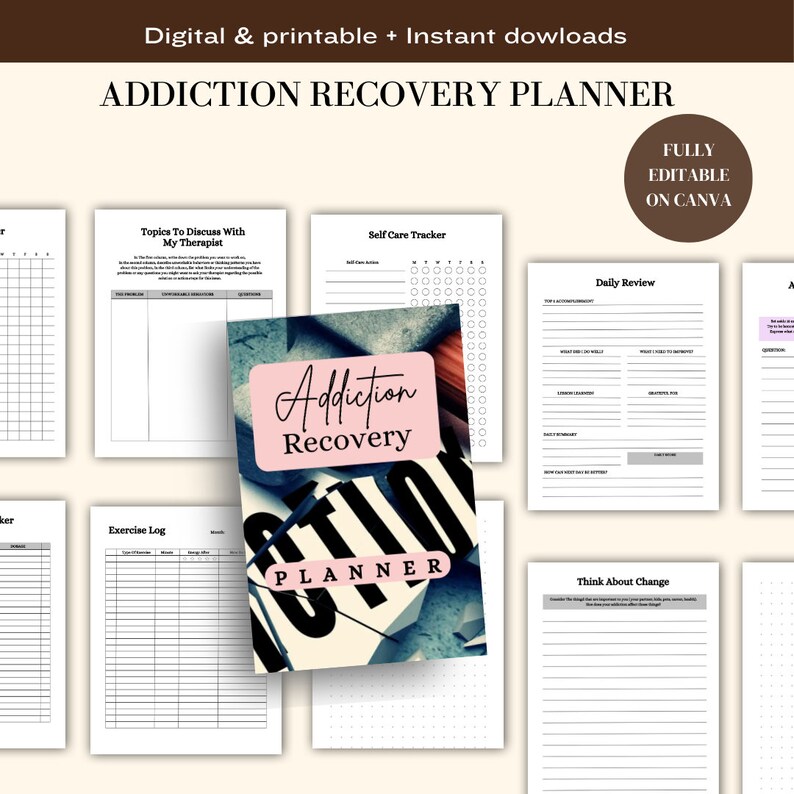 Addiction Recovery Planner, Sobriety Journal, Sober Living Tracker ...