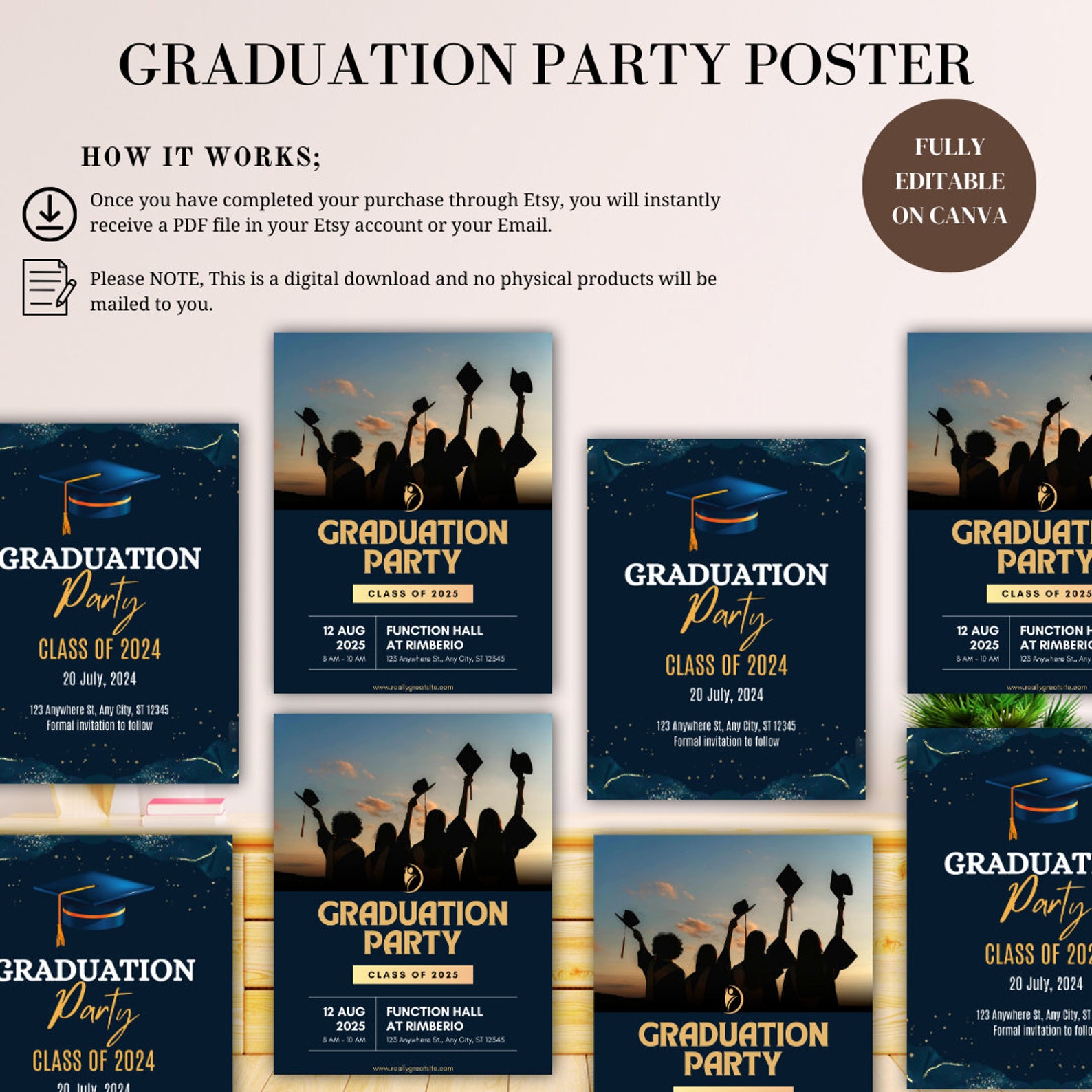 Graduation Party Poster, Customizable Grad Sign, Personalized ...