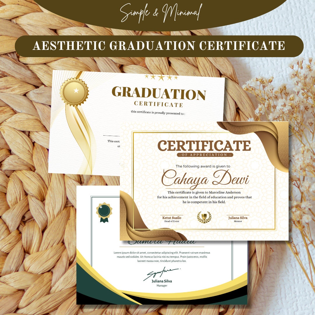 Graduation Certificate Template Bundle Instant Download, Diploma ...