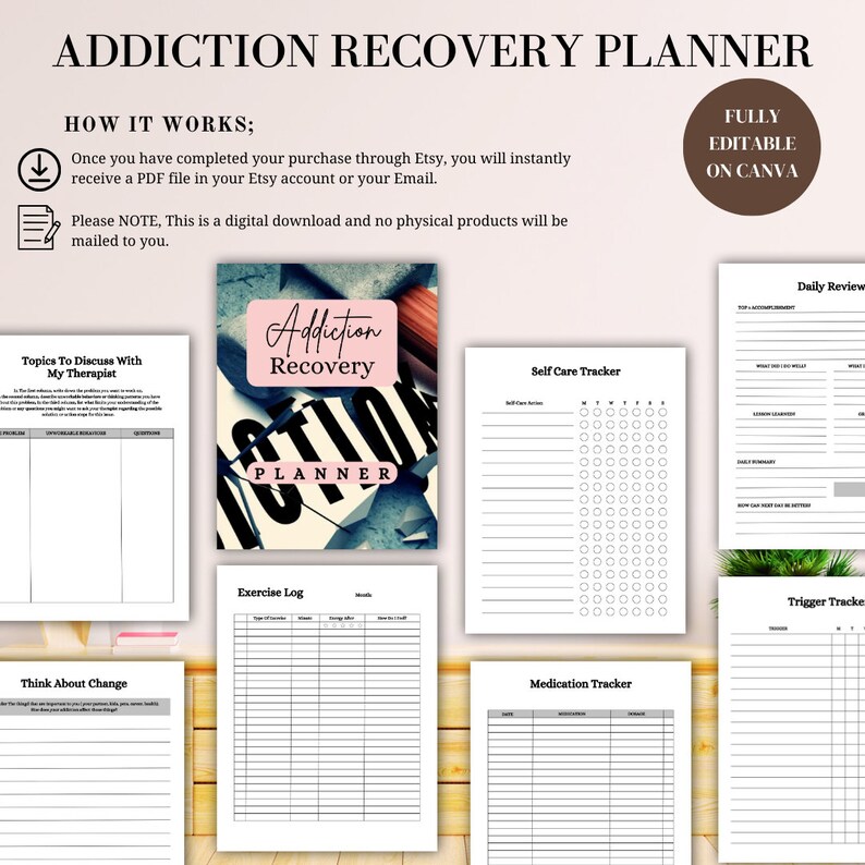 Addiction Recovery Planner, Sobriety Journal, Sober Living Tracker ...