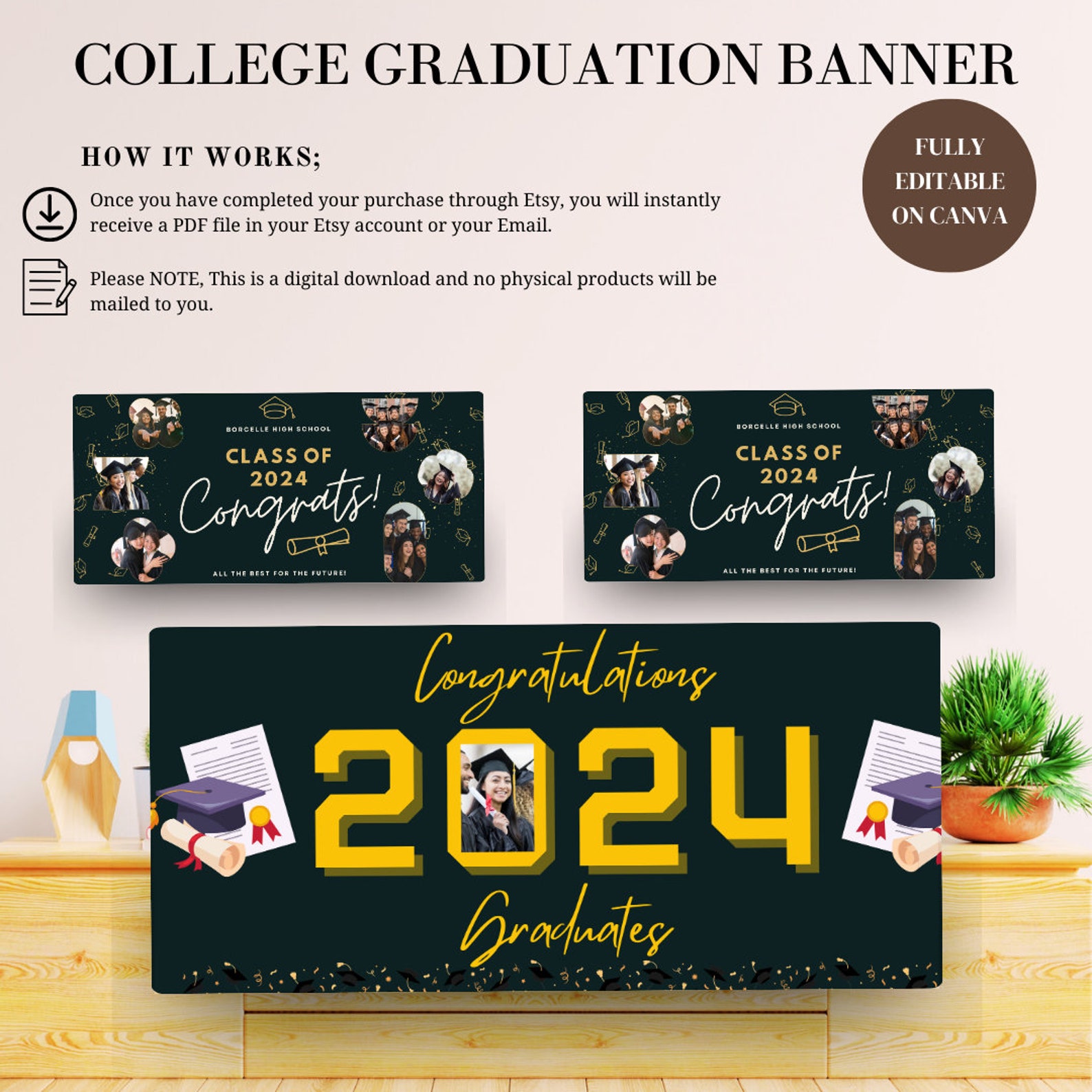 Personalized College Graduation Banner: Party Decor (digital Download ...
