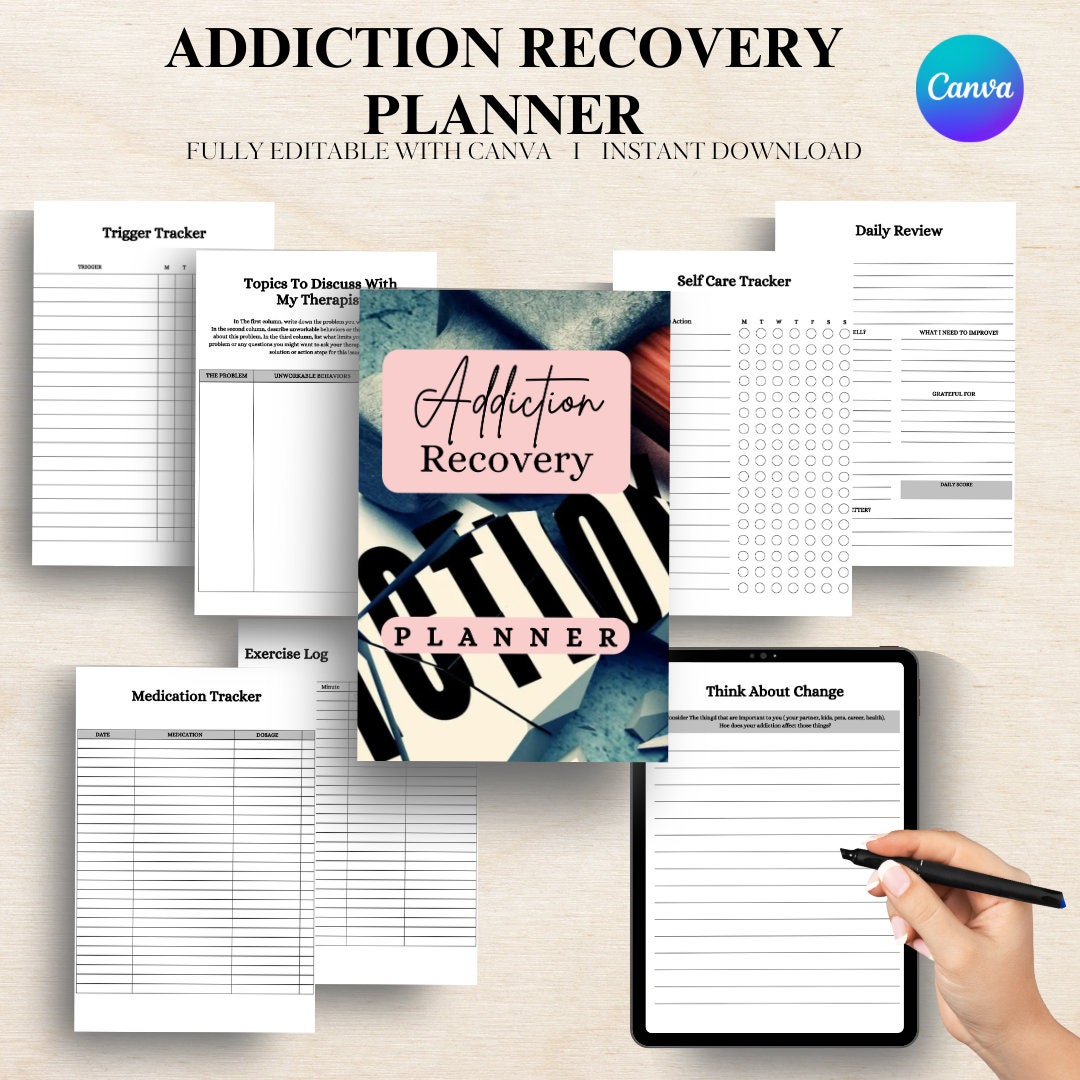 Addiction Recovery Planner, Sobriety Journal, Sober Living Tracker ...