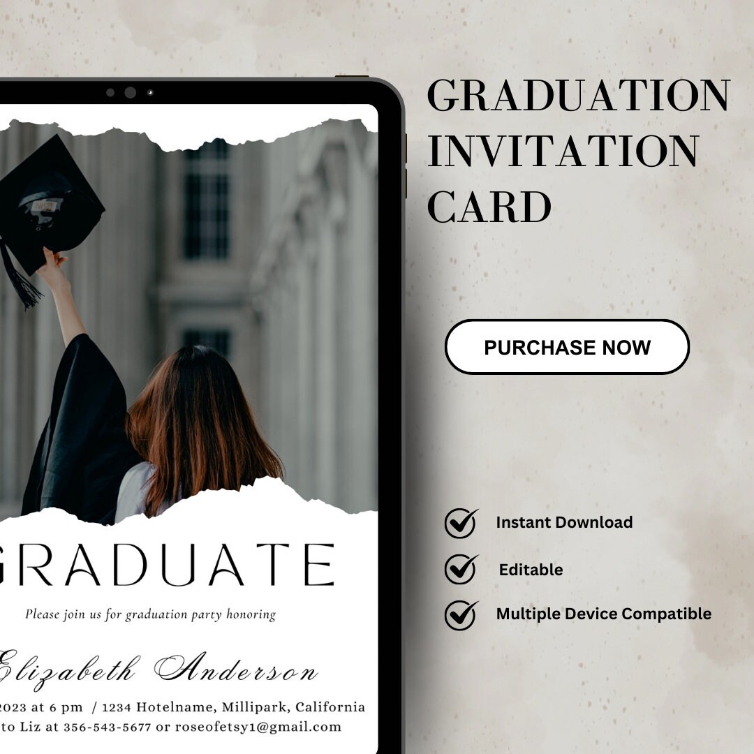 Graduation Invitation Card, Customize Your Name, Personalized Grad ...