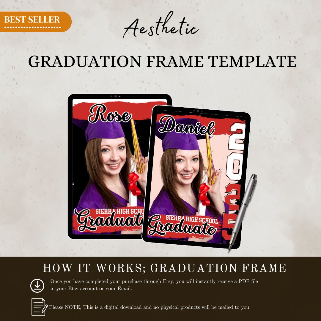 Graduation Frame Template, Customizable Photo Frame, DIY Diploma ...