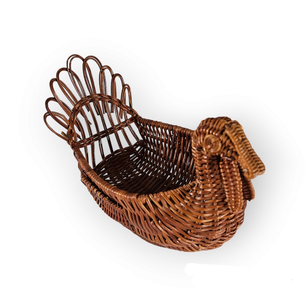 Turkey Wicker Rattan Basket Vintage - Etsy