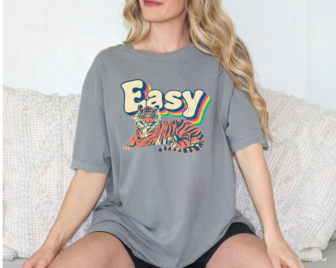 Easy Tiger Retro Graphic Tee, Groovy Graphic T-shirt, Vintage Easy ...