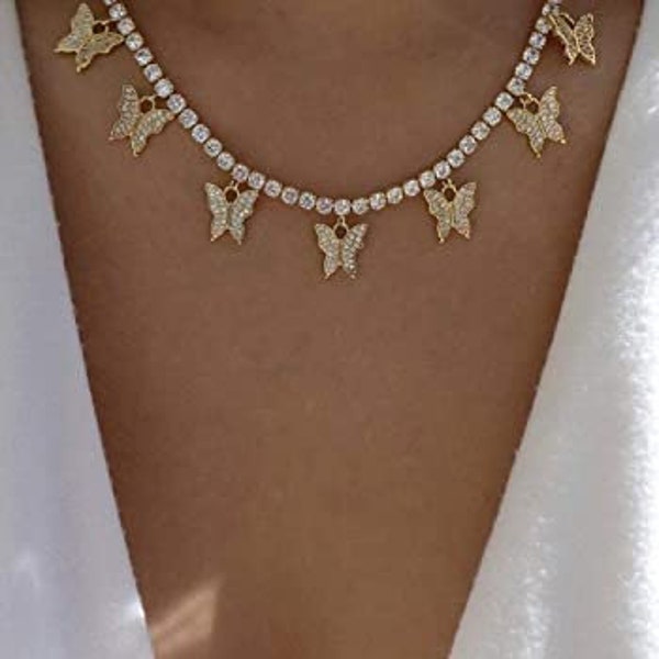 Butterfly Tennis Necklace - Etsy