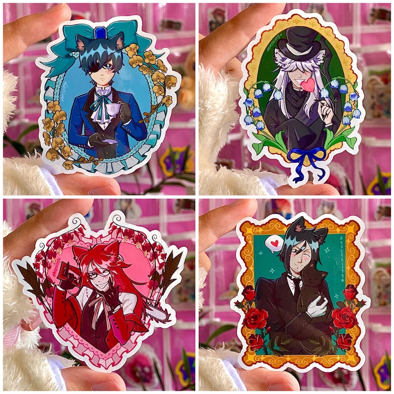 Kitty Black Butler | Vinyl Sticker Set | Ciel, Sebastian, Grell ...