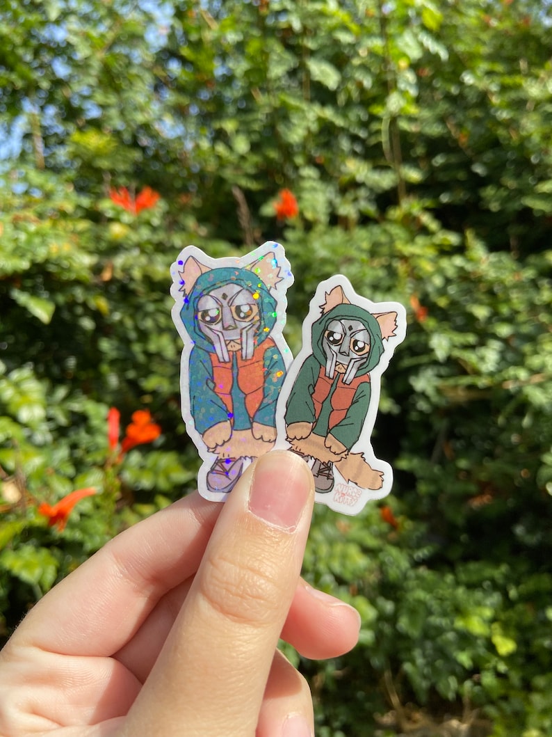 Cute MF DOOM Rapper Kitty Cat Holographic Original Art Sticker - Etsy