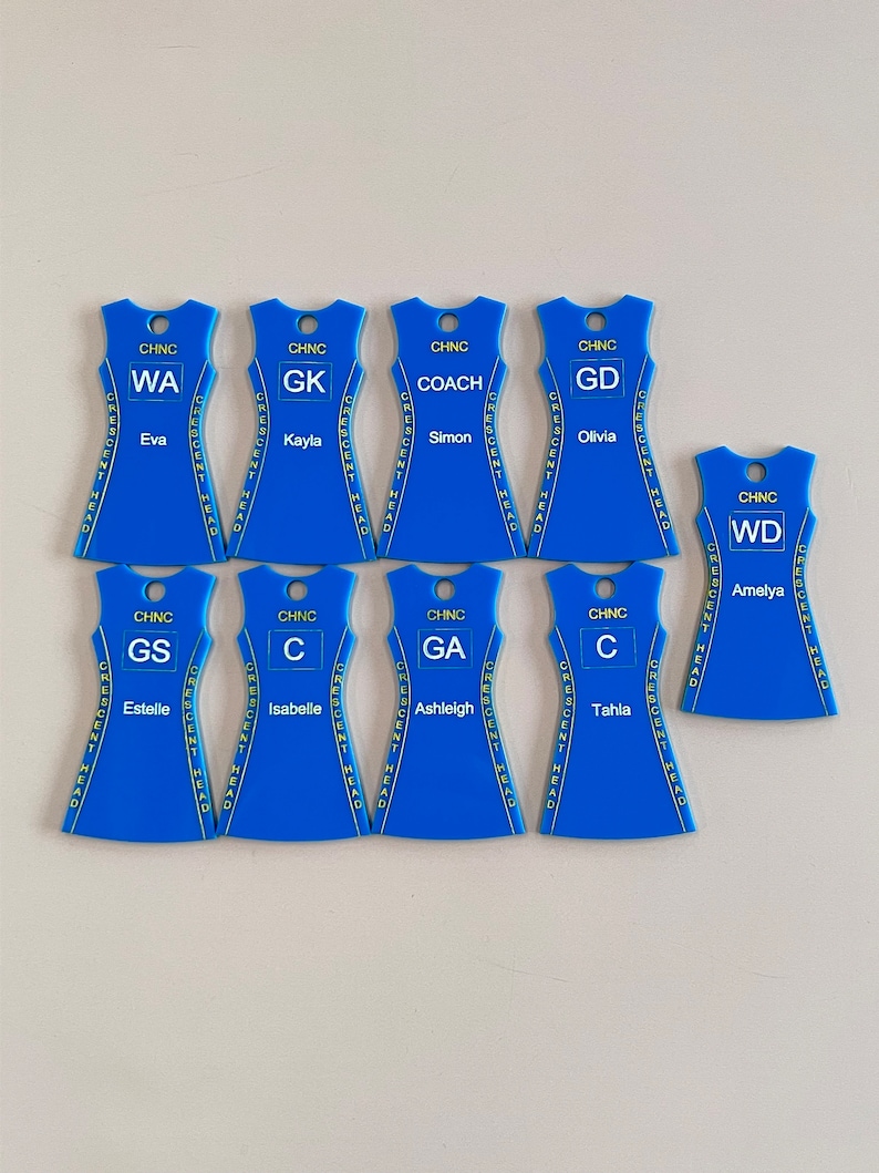 Personalised Netball Dress Keyring - Etsy
