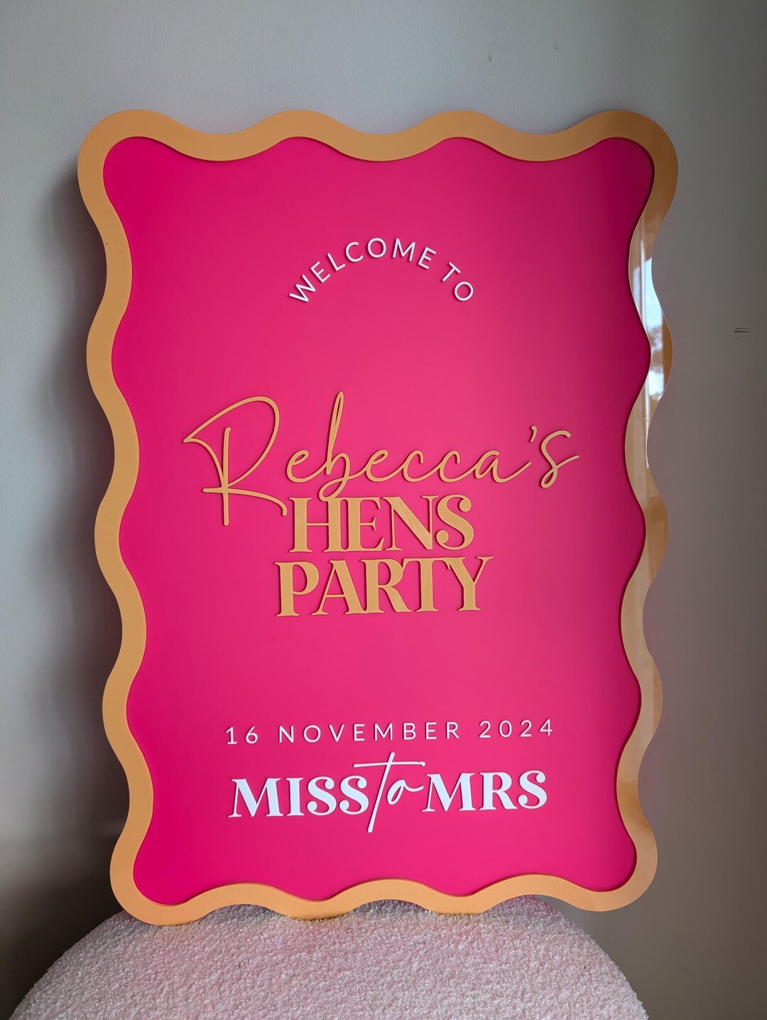 Acrylic Wavy Sign - Hens Party - Bridal Shower - Welcome Sign Wavy ...
