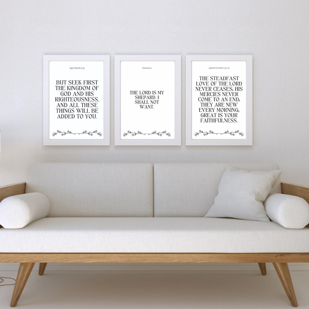 Set of 3 Modern Bible Verse Christian Wall Art, Christian Minimal Art ...