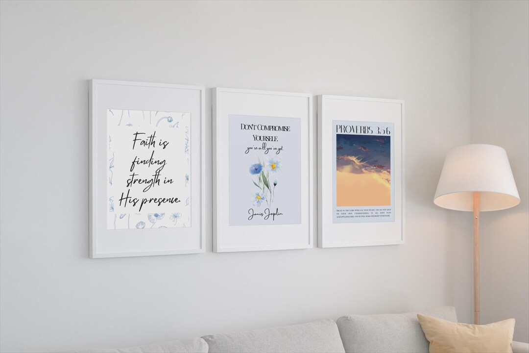Set of Three Christian Wall Art, Bible Verse Wall Art Set of 3, Subtle ...